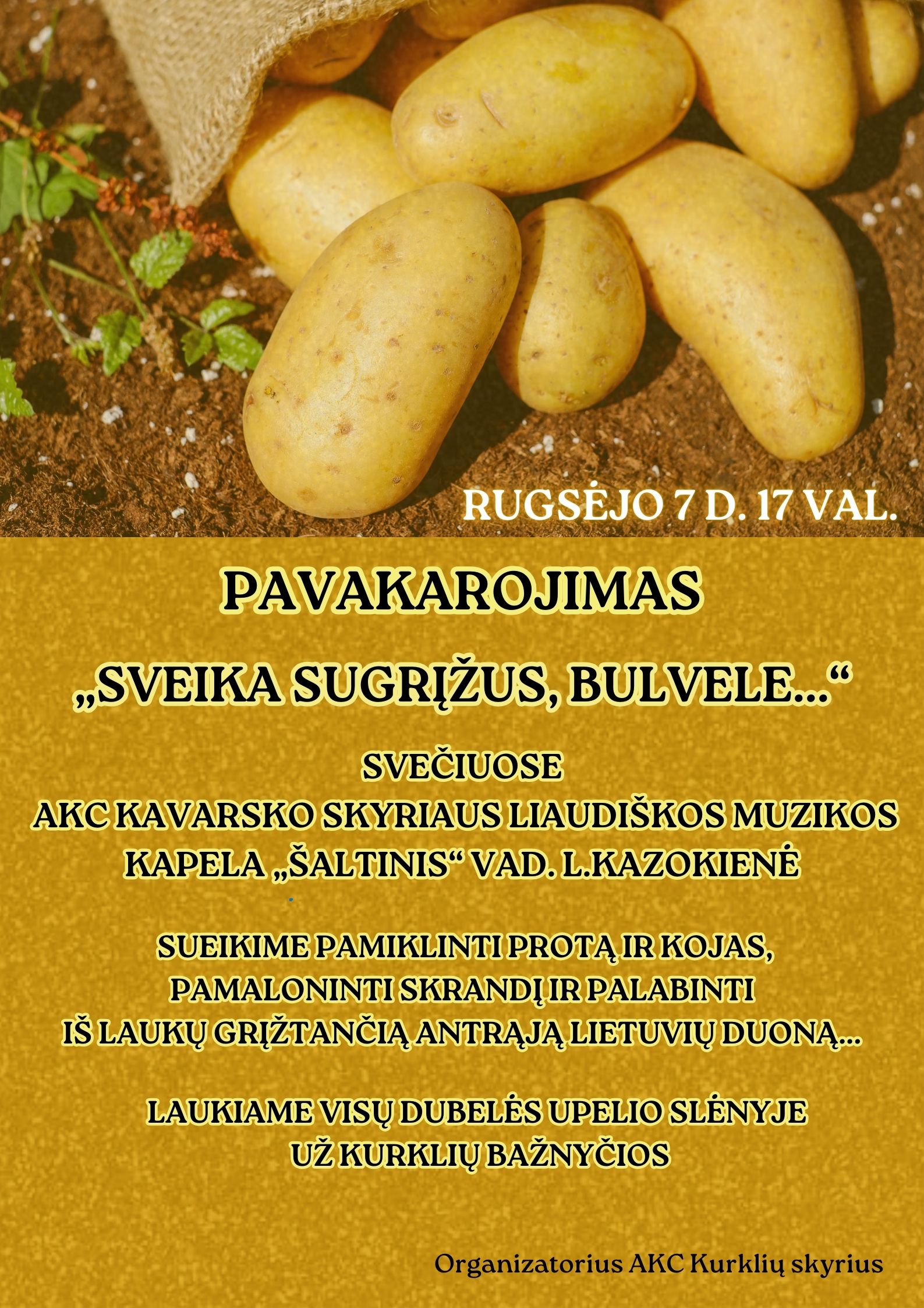 Pramoginė vakaronė „Sveika sugrįžus, bulvele“ - Anykščių kultūros centras